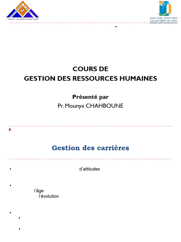 Ppt Cours Grh. Gestion Carrieres. Étudiants. s5 | PDF | Business | Gestion des ressources humaines