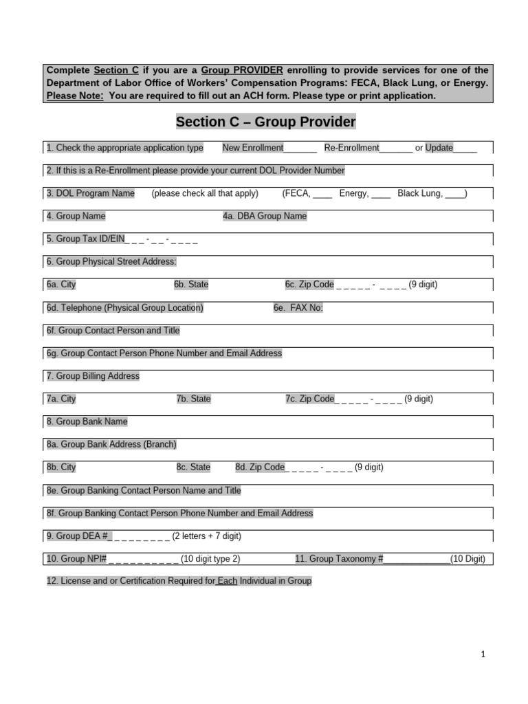 DCMWC - Group Provider Reenrollment Application | PDF
