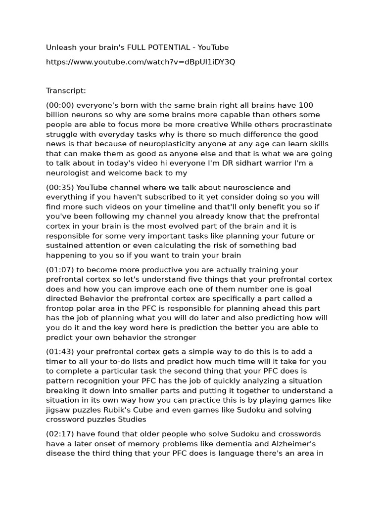 Unleash your brain | PDF | Prefrontal Cortex | Neuroscience