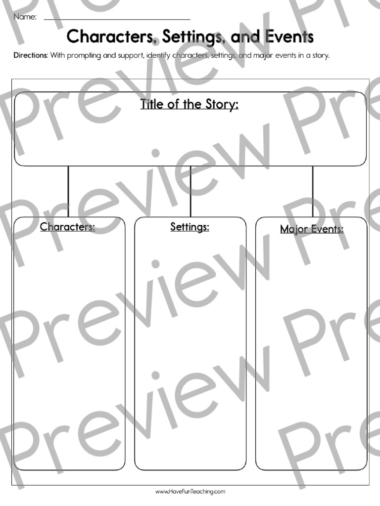 characters-settings-and-events-worksheet-preview | PDF