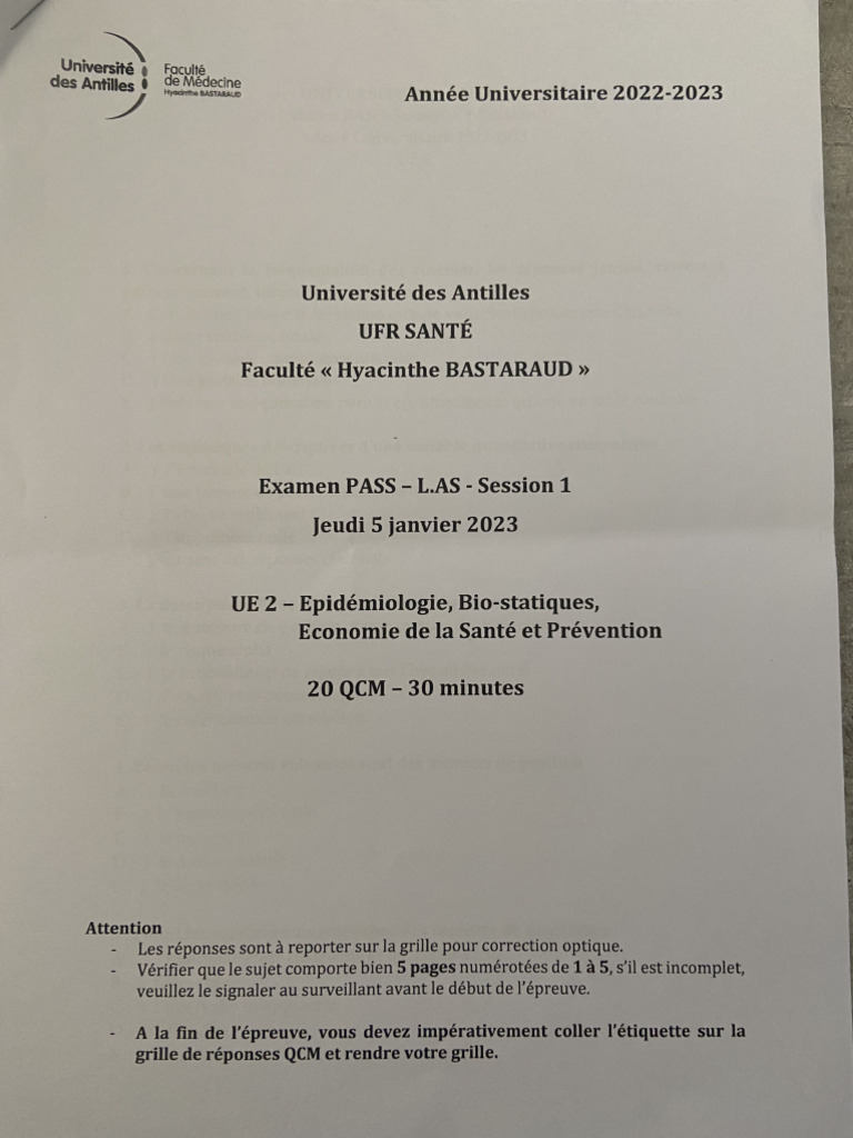 UE2 annales Ant - jan 2023.pdf | PDF