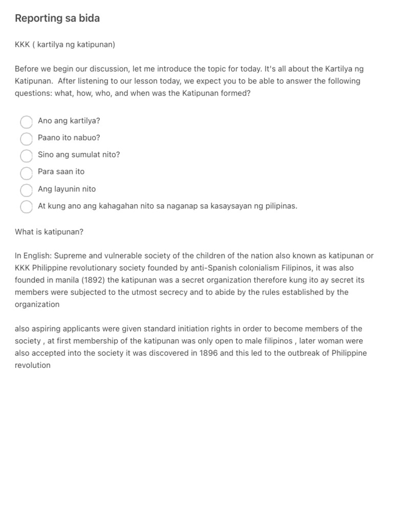 Reporting Sa Bida | PDF