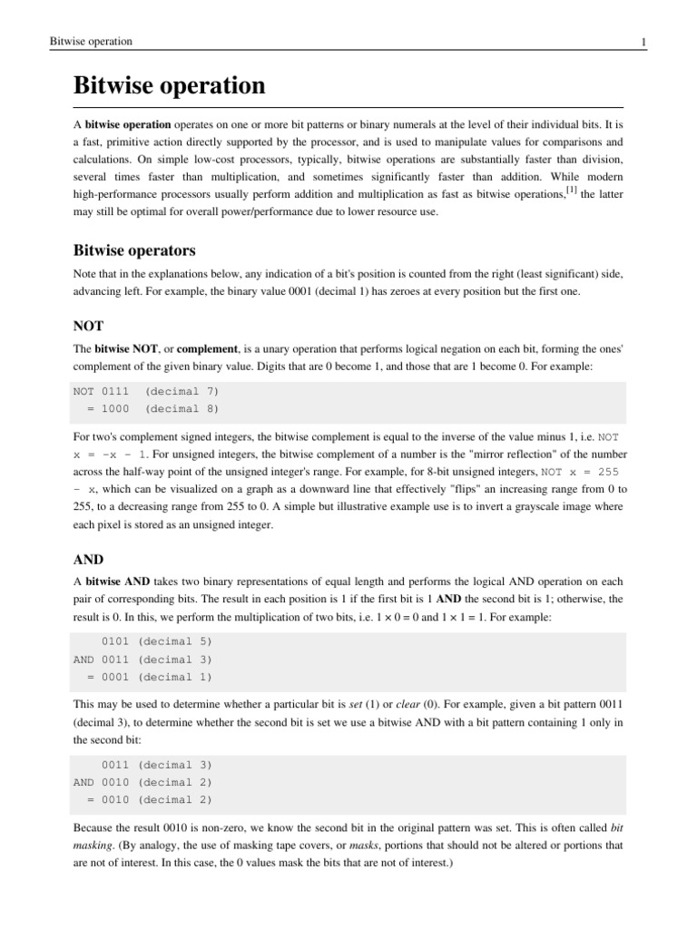 Bitwise Operation | PDF | Theoretical Computer Science | Encodings