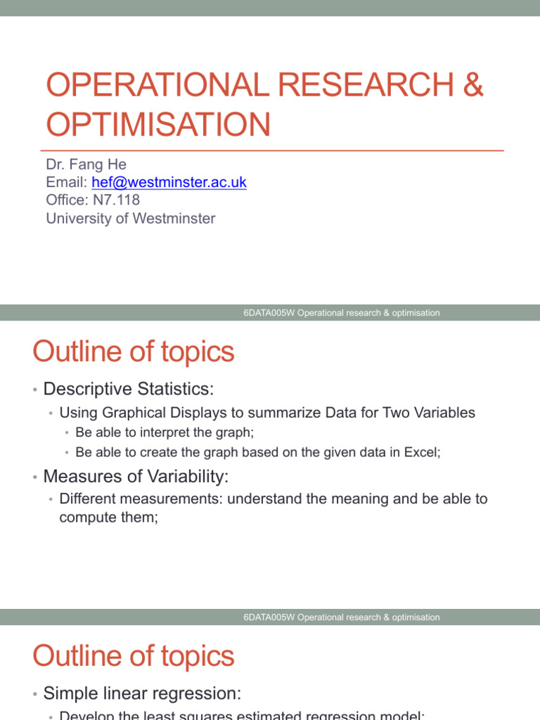 Operational Research & Optimization Guide | PDF