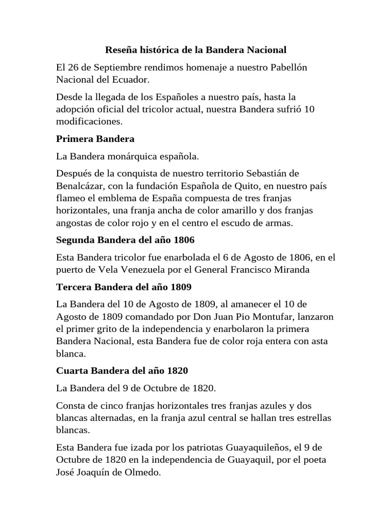 Reseña Histórica de La Bandera Nacional | PDF | Bandera