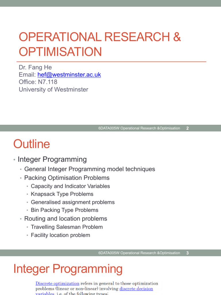 Integer Programming and Optimization Techniques | PDF | Mathematical ...