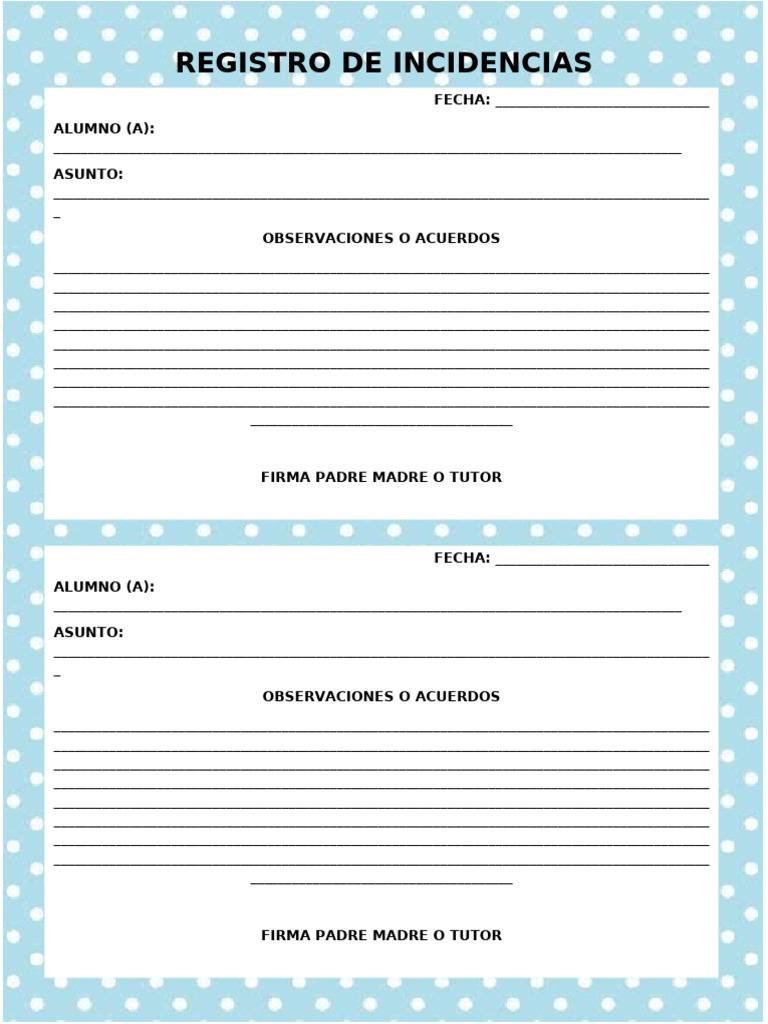 Registro de Incidencias | PDF