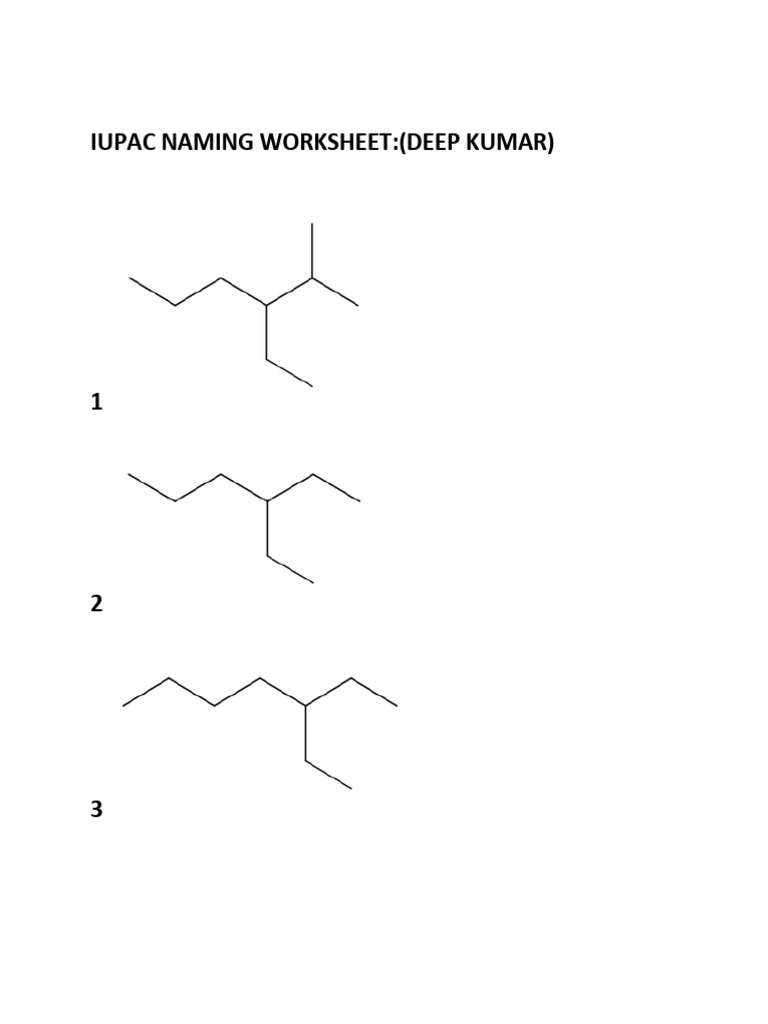 Iupac Naming Worksheet | PDF