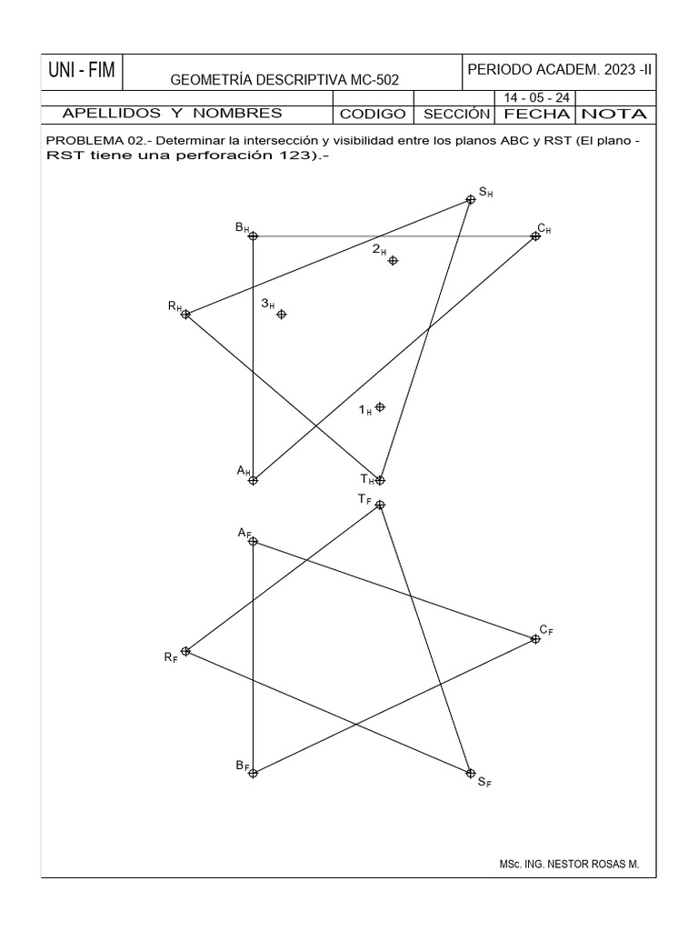 PROB - de INTERSECCIÓN PLANO-PLANO-UNI-2024-I-Modelo2 | PDF