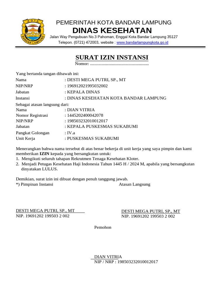 Surat Izin Instansi Tkhi | PDF