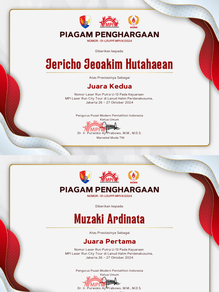 Hasil Kejuaraan MPI Laser Run 2024 | PDF