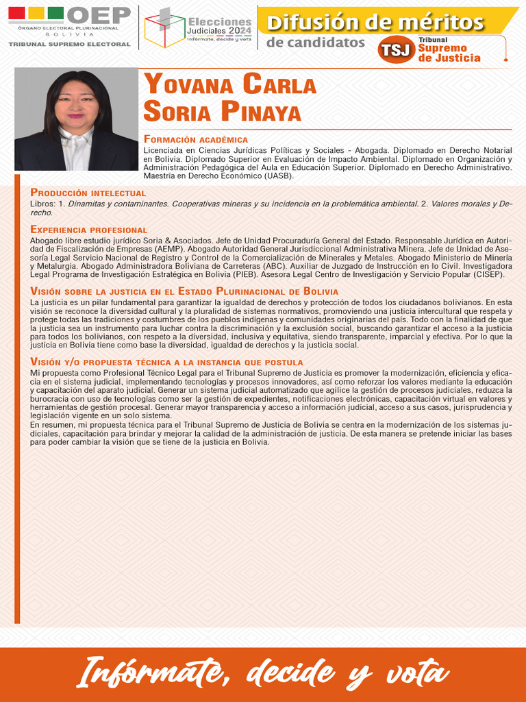Yovana Carla Soria Pinaya | PDF | Abogado | Bolivia