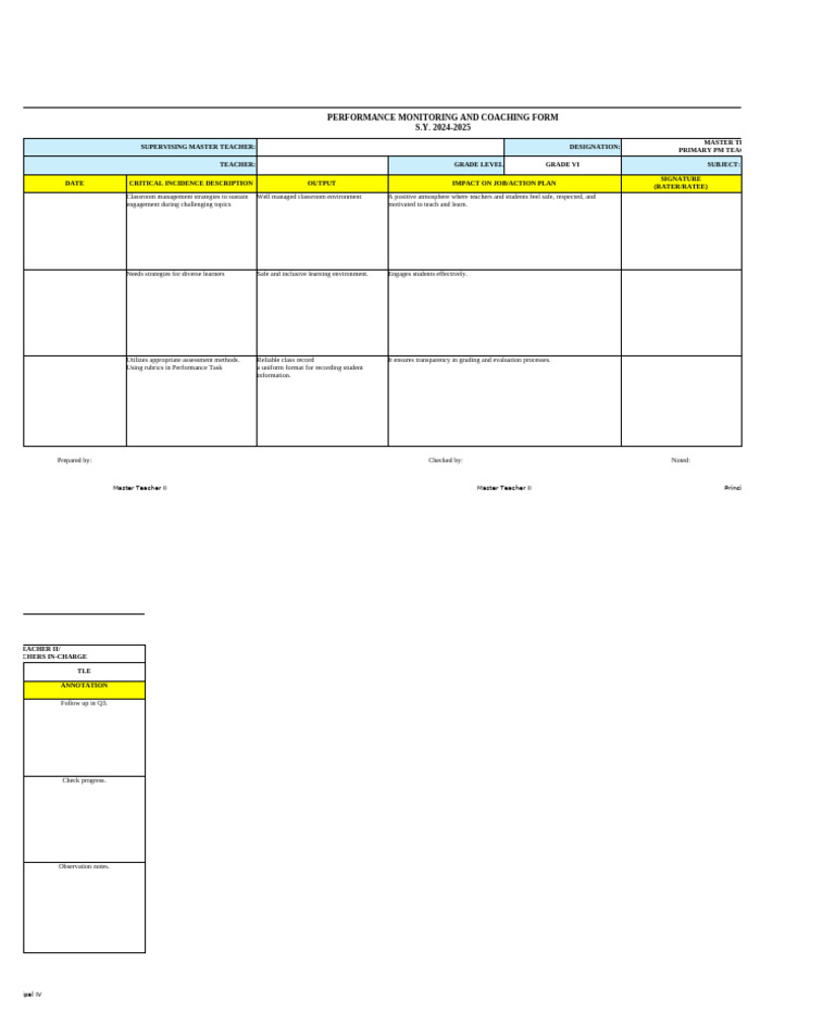PMCF-template | PDF | Teachers | Pedagogy