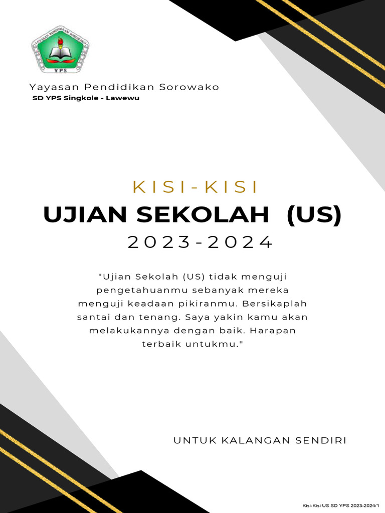 Kisi-kisi Us Sd Yps t.p 2023-2024_fix - Copy (2) | PDF