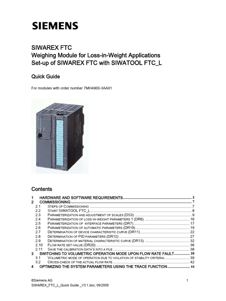 Siemens SIWAREX FTC Manual | PDF | Parameter (Computer Programming) | Weight