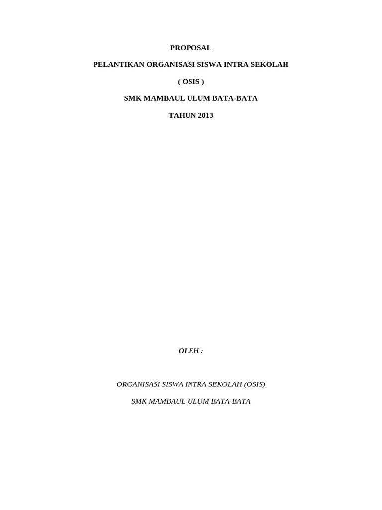 PROPOSAL Pelantikan Osis | PDF