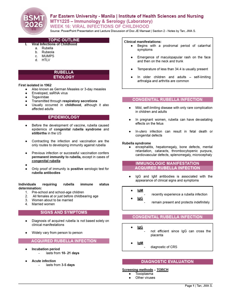 (Is Lab) Week 16 - Viral Infection of Childhood | PDF | Measles ...