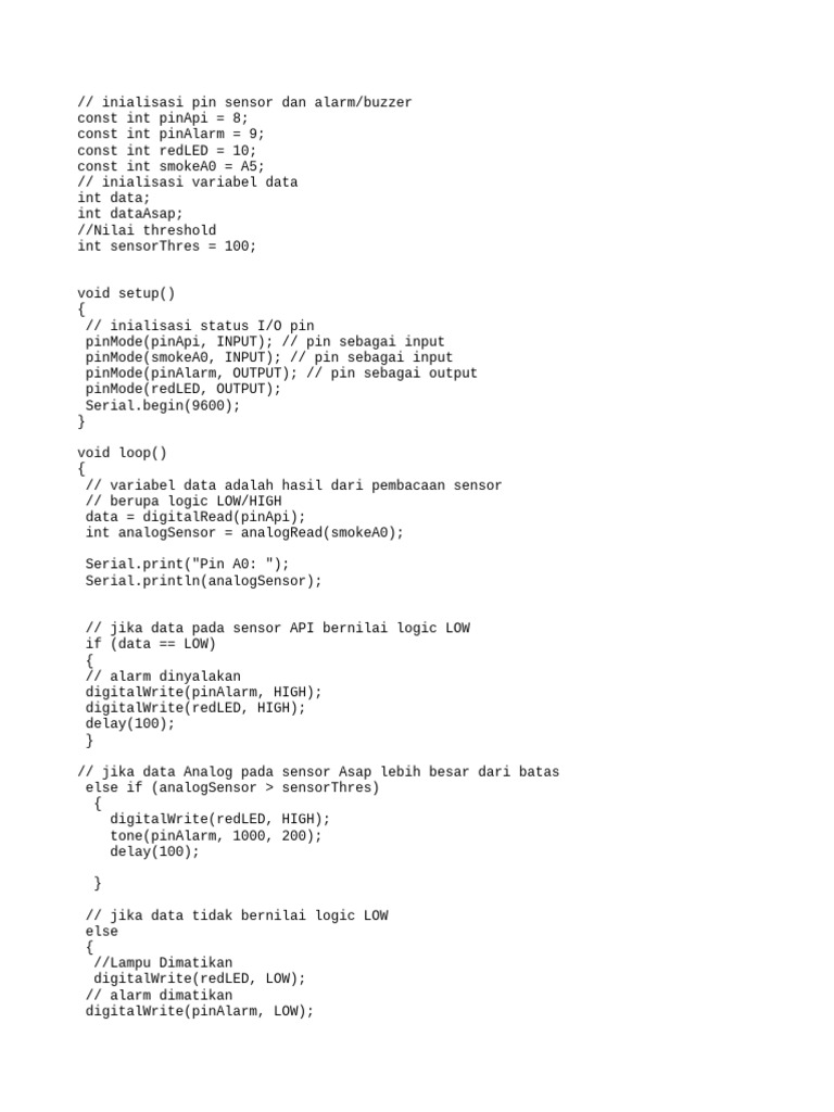 Coding Alat Pendeteksi Kebakaran | PDF