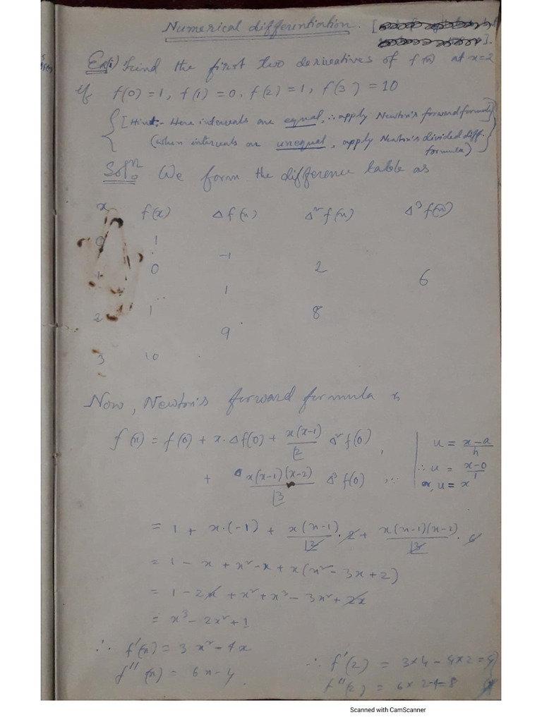 Numerical Differentiation | PDF
