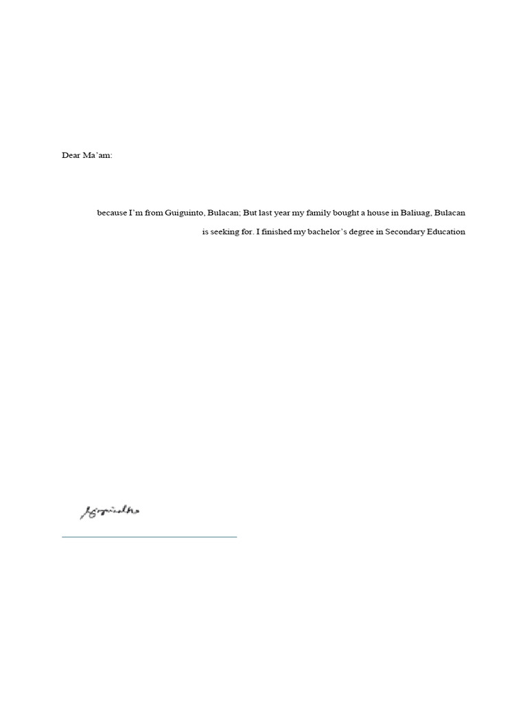 Letter of Intent (Joanne Bernadette Aguinaldo) | PDF | Teachers ...