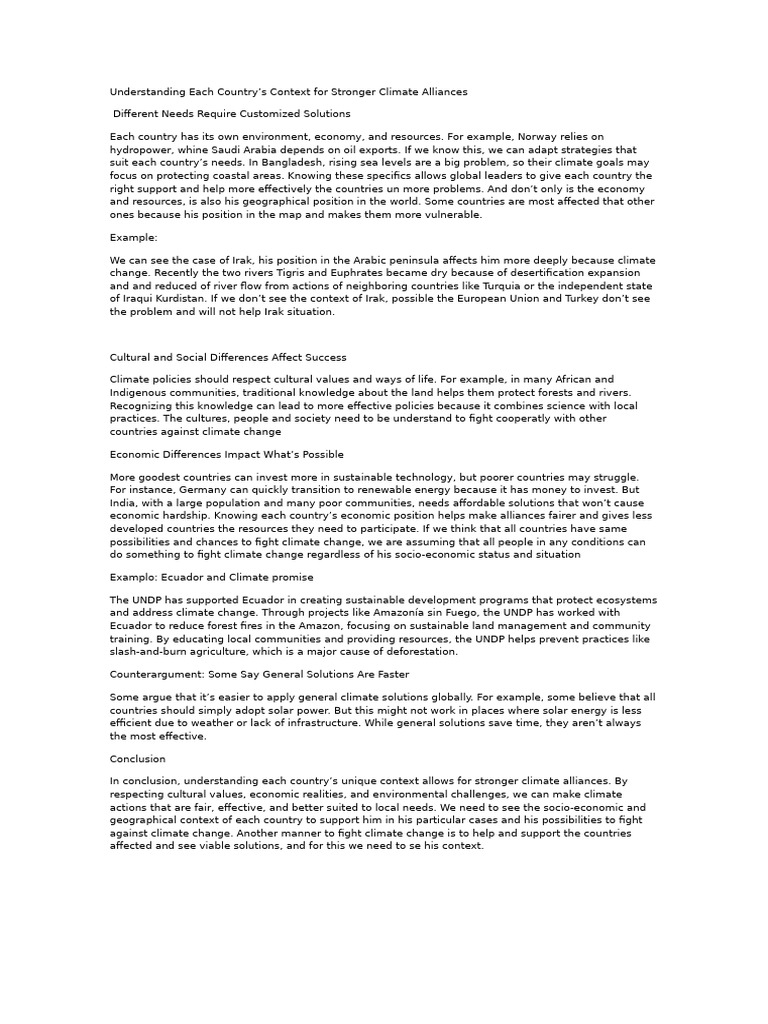 Understanding Each Country | PDF | Climate Change | Sustainability