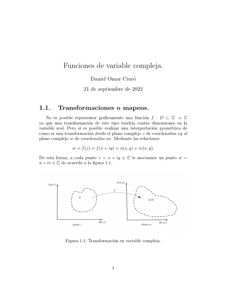 Funciones en Variable Compleja | PDF | Función (Matemáticas) | Funcion exponencial