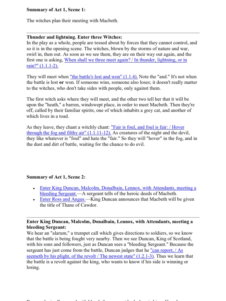 Macbeth Summary | Macbeth | Fiction & Literature
