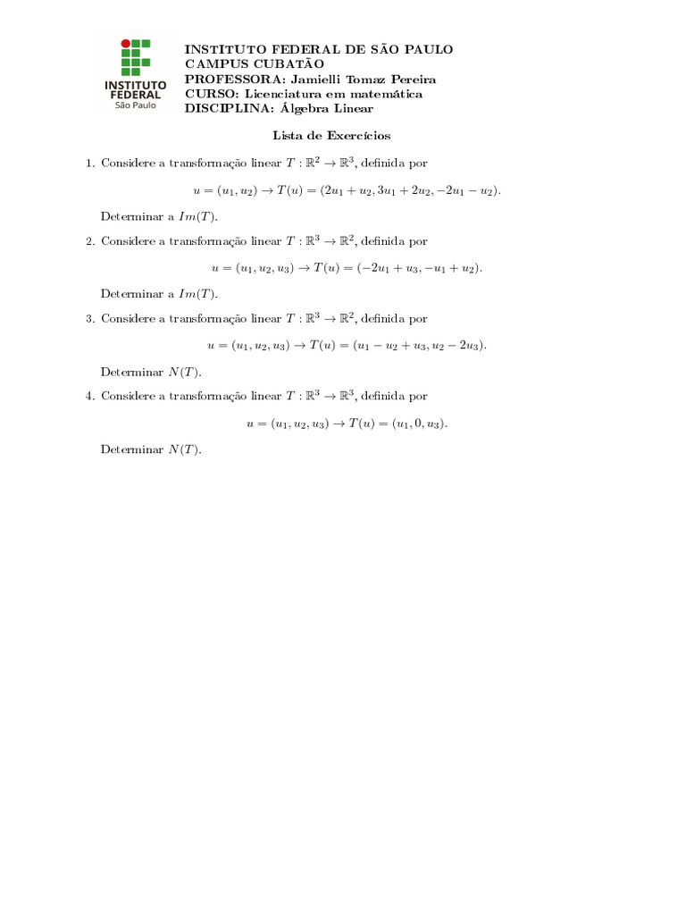 Lista de Exercicios 2 Aula 19 - 11 | PDF
