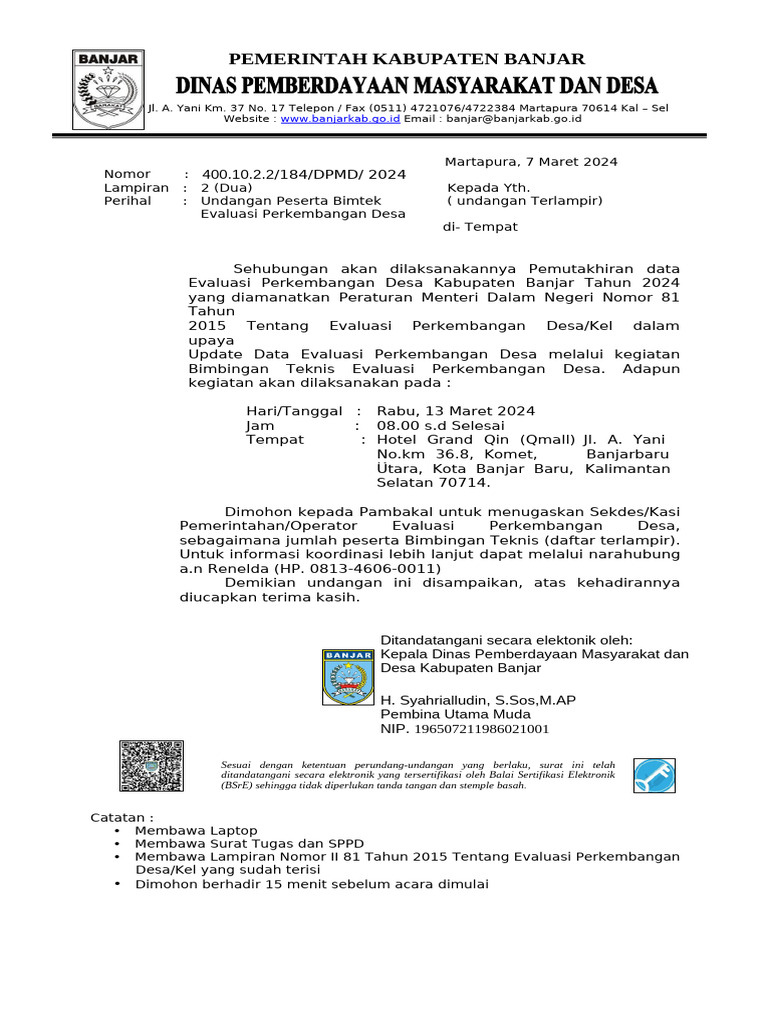 Undangan Sosialisasi Epdeskel 2024 | PDF