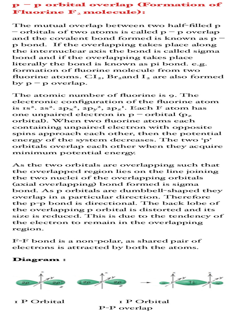 Overlapping of Orbitals and Its Types, S-S, P-P, and S-P Overlaps | PDF