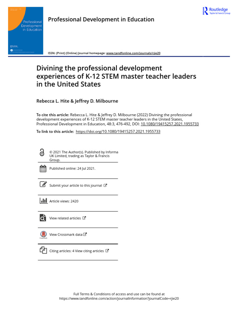 Divining The Professional Development Experiences of K12 STEM Master ...