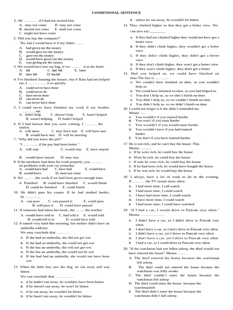 SOAL CONDITIONAL SENTENCE | PDF