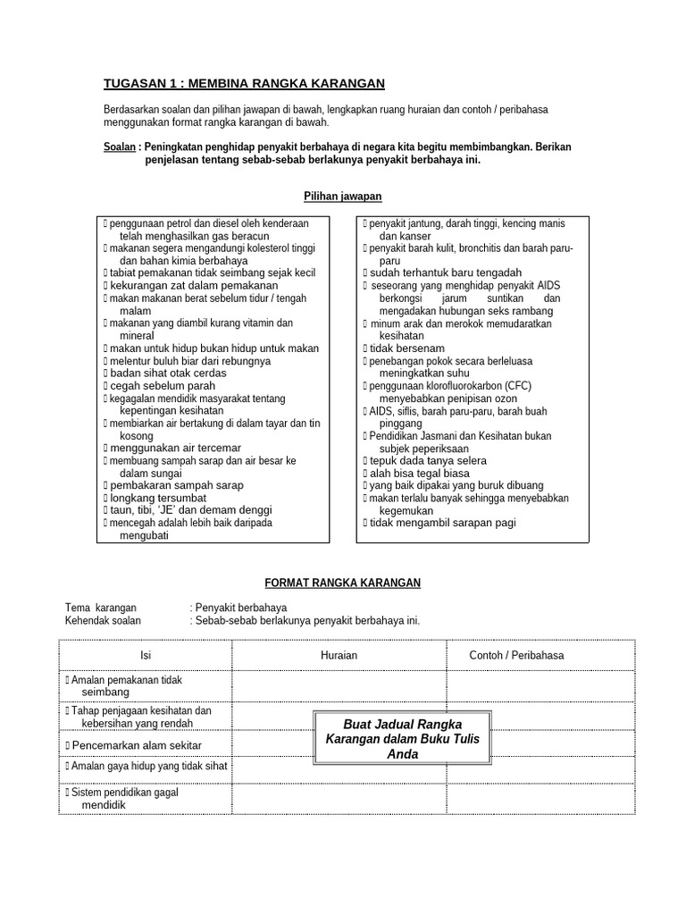 LATIHAN BM RANGKA PILIH KARANGAN 4Y 2020 | PDF