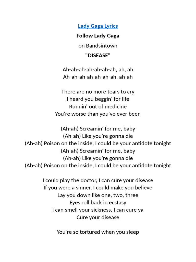 Lady Gaga Lyrics | PDF | Lady Gaga