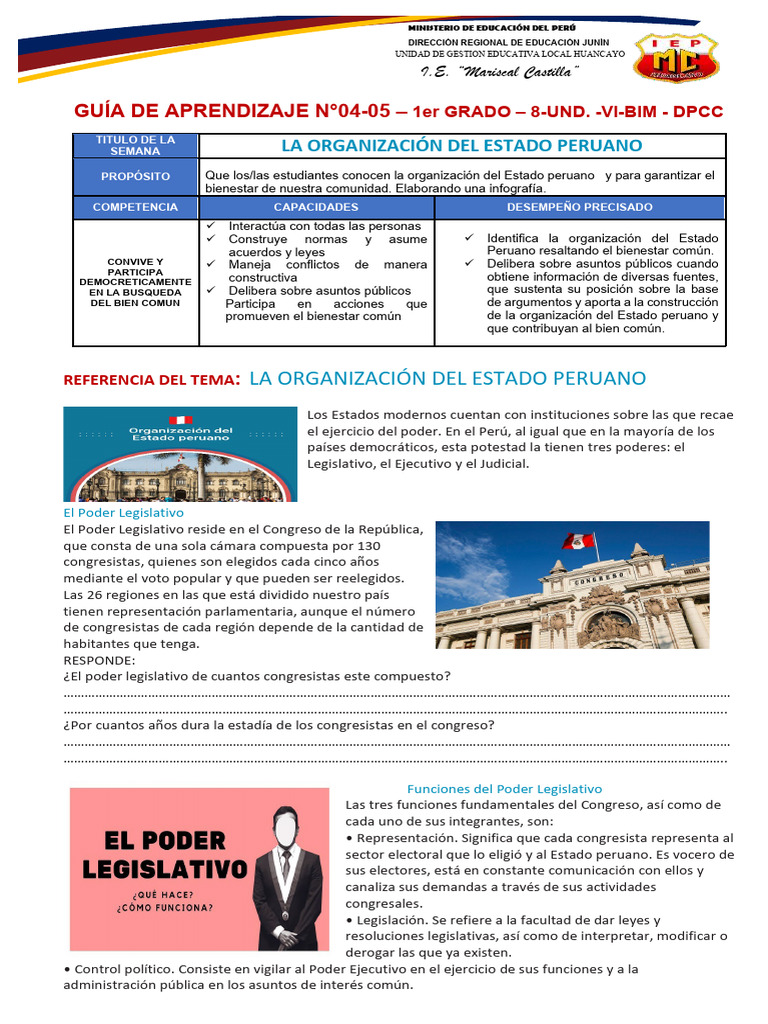 Guía de Aprendizaje 04-05- Unidad 8-Dpcc-1º (4) | PDF | Ministerio (Departamento de Gobierno ...