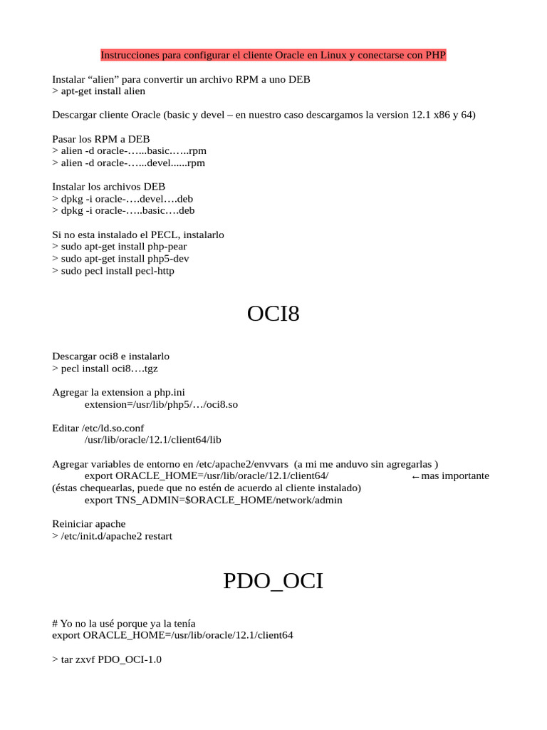 Como Configurar Oci8 y Pdo - Oci (En Nuestro Caso Cliente Oracle 64 Bits) | PDF