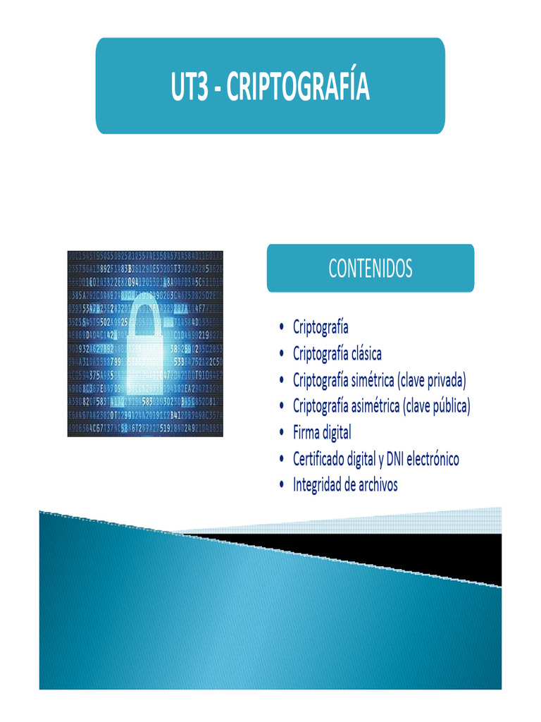 UT3 - Criptografía | PDF | Clave (criptografía) | Cifrado
