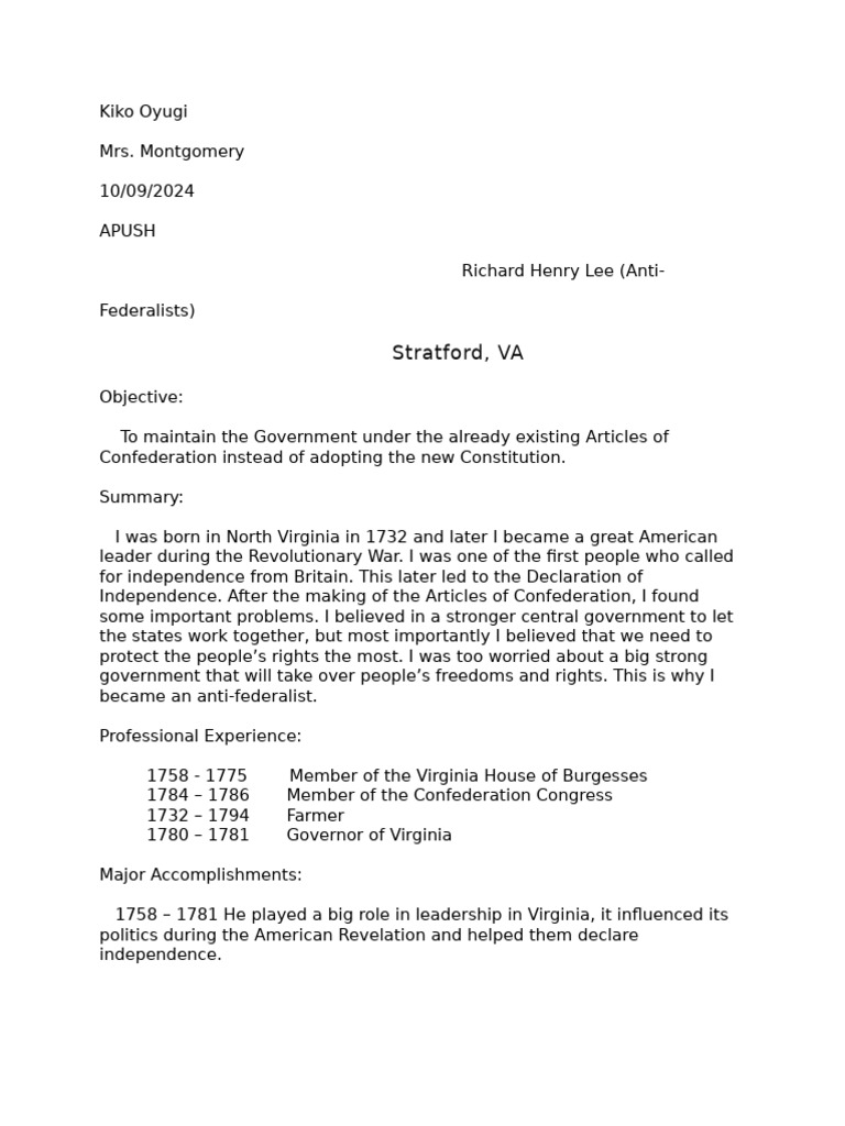 Constitutional Ratification Debate | PDF