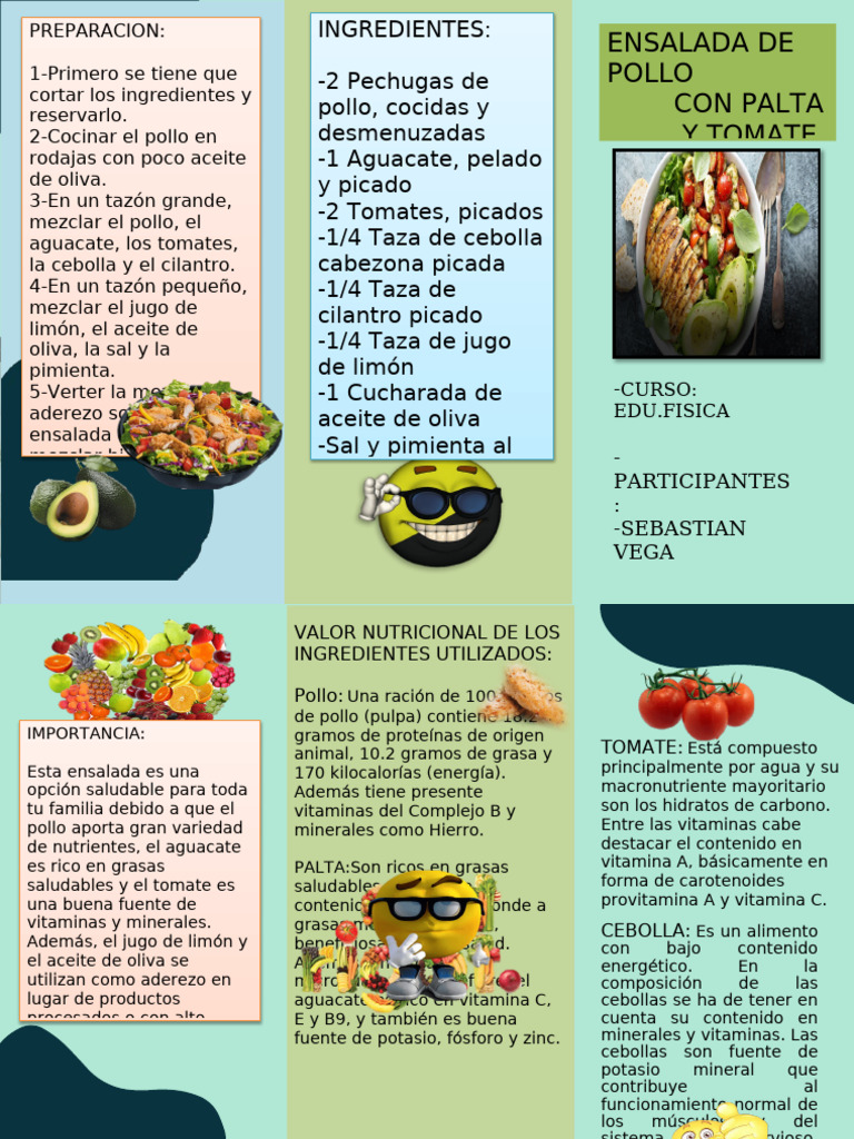 Triptico beneficios comida saludable | PDF | Vitamina | Aguacate