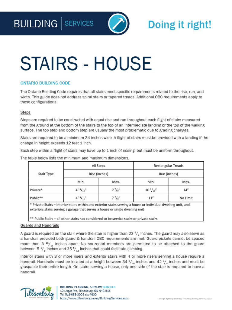Ontario Stair Building Code Guide | PDF | Stairs
