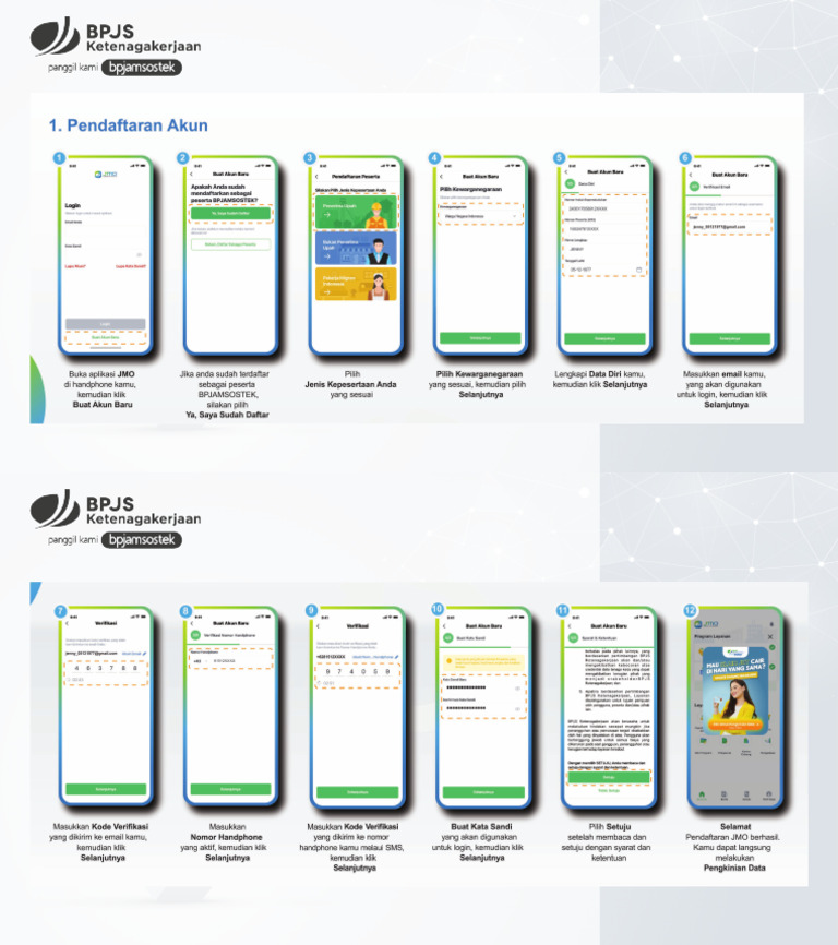 CARA PENDAFTARAN AKUN JMO (BPJS KETENAGAKERJAAN) | PDF