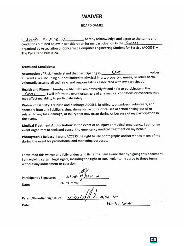 Waiver Mozo Board Games | PDF