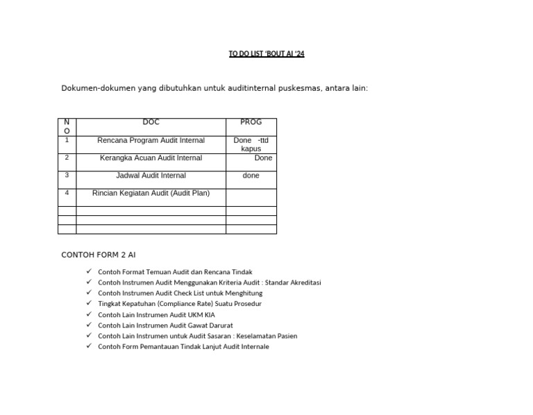 audit - TO DO LIST | PDF