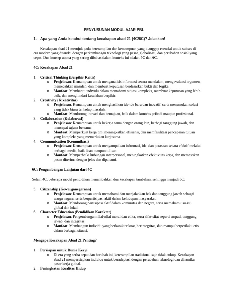 Penyusunan Modul Ajar PBL | PDF