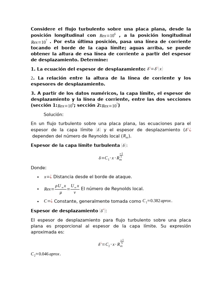 Flujo Turbulento Sobre Una Placa Plana | PDF | Capa límite | Numero Reynolds