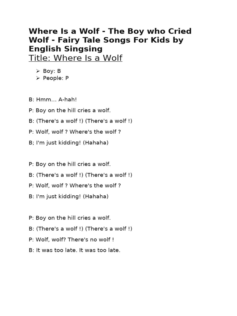 Where Is A Wolf | PDF