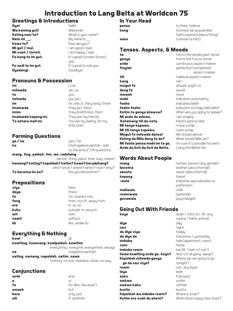 Belter Creole Greetings Guide | PDF | Noun | Linguistics