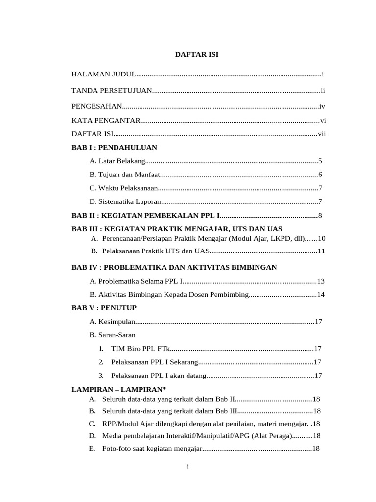 Contoh Laporan PPL 1 TA 2425 | PDF