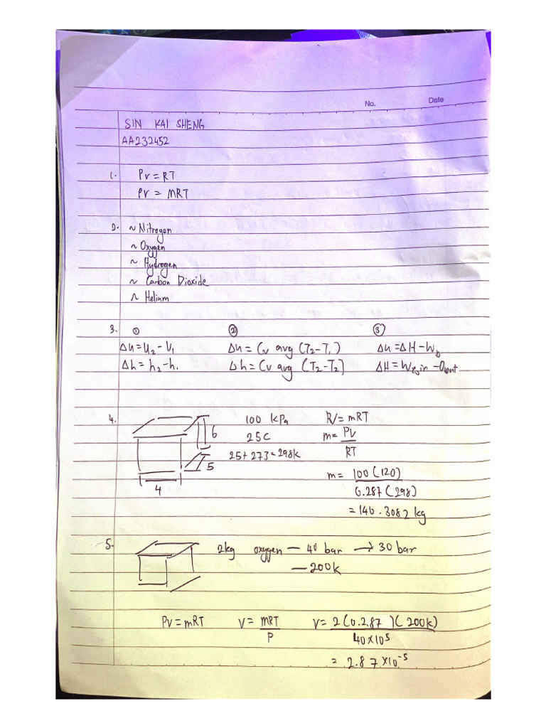 Thermodynamic Assignment 4 | PDF