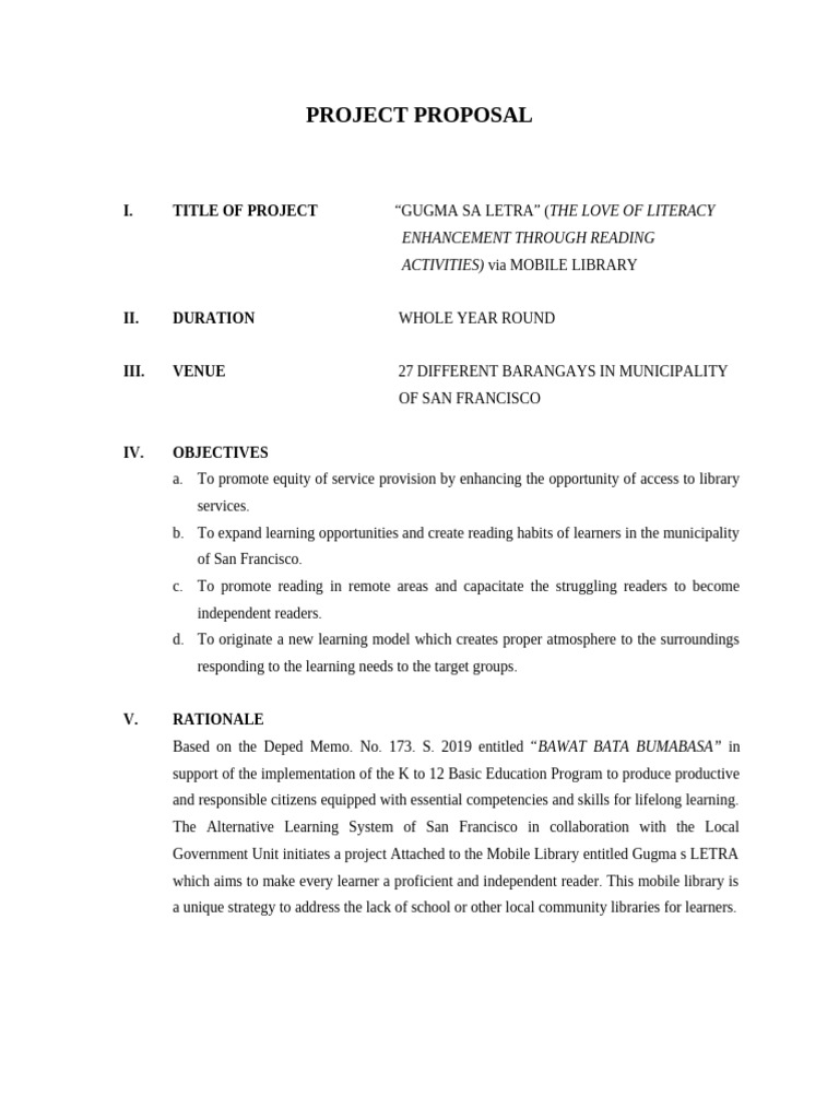 Project Proposal Mobile Library | PDF | Libraries | Learning